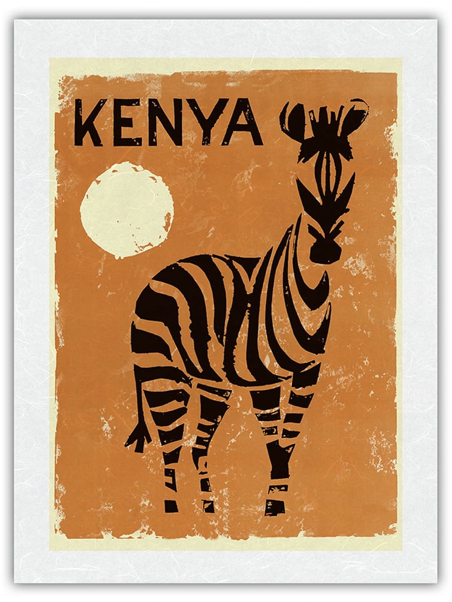 Kenya Africa - Zebra - Vintage Travel Poster c.1960 - Japanese Unryu ...
