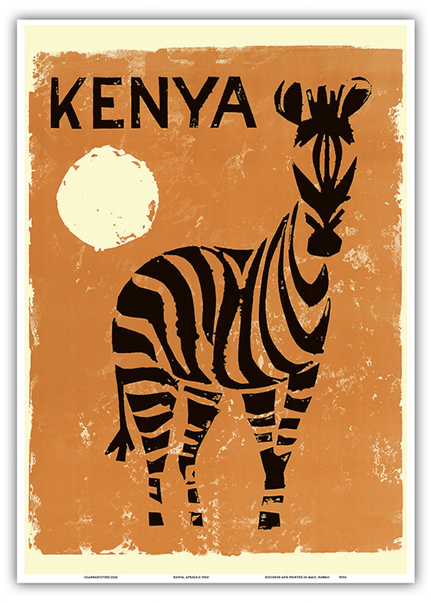 Kenya Africa - Zebra - Vintage Travel Poster c.1960 - Master Art Print ...