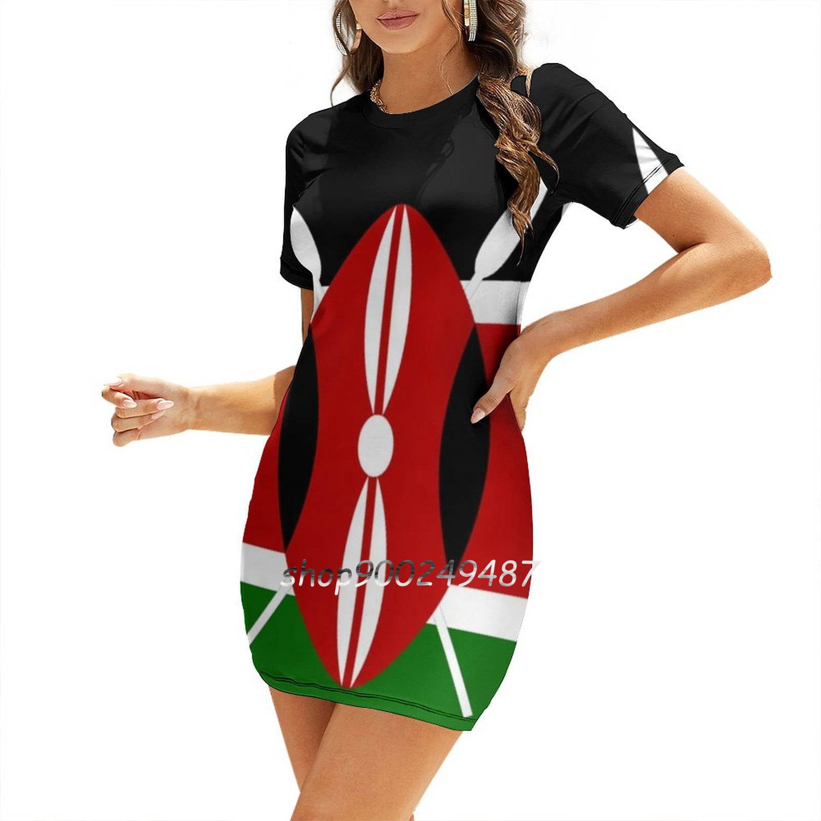 Kenya Flag Mini Skirt-Kenyan Dress Sweetheart Knot Flared Dress Fashion ...