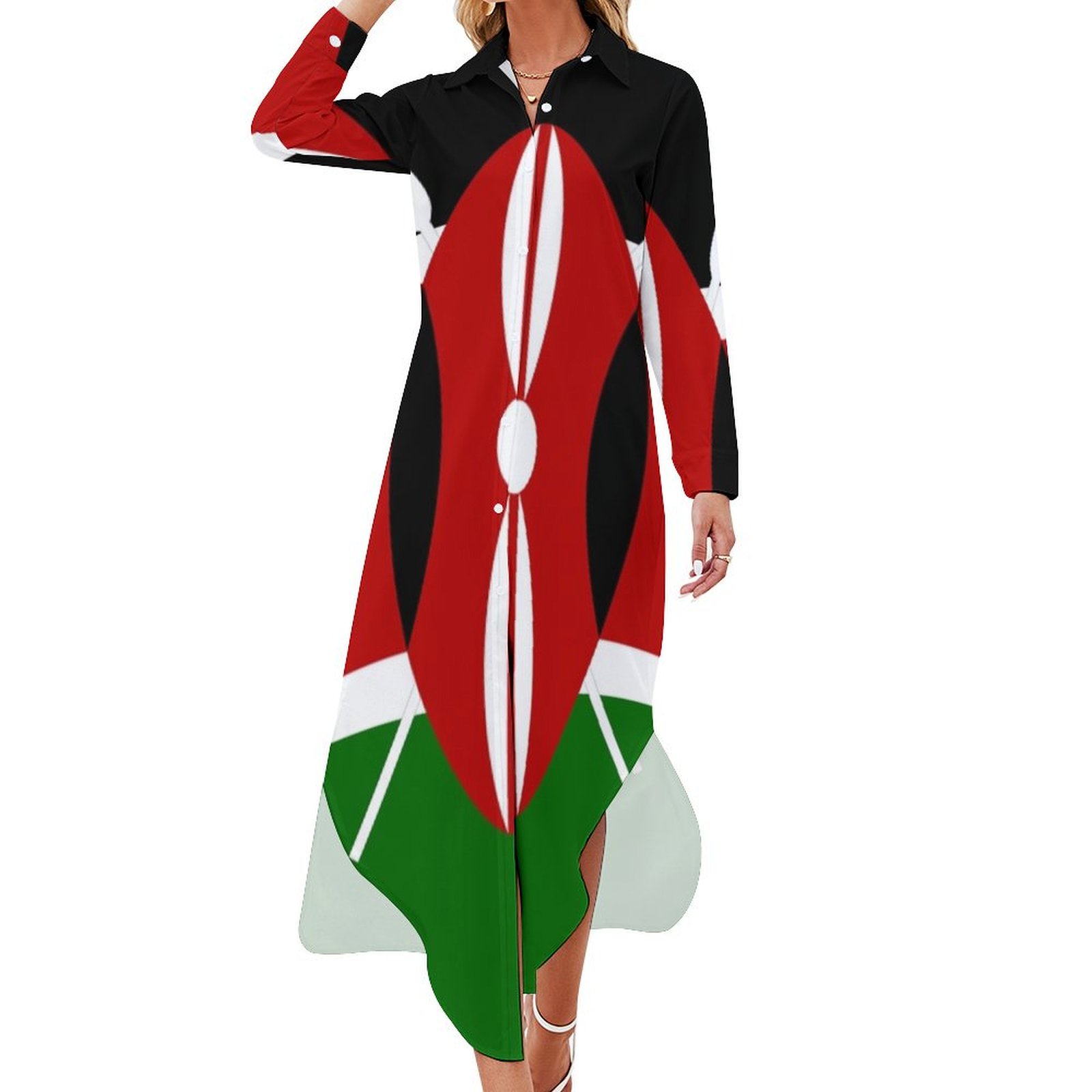 Kenya Flag T-Shirt - Kenyan Nairobi Sticker Long Sleeved Shirt Dress ...
