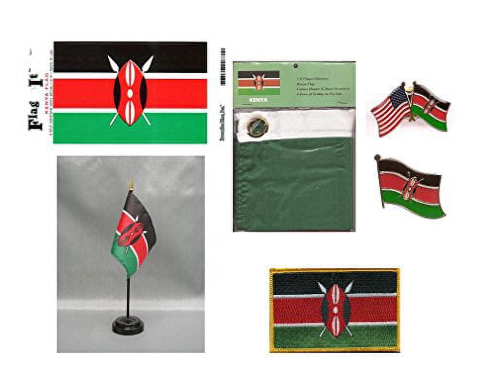 Kenya Heritage Flag Pack - Includes a Kenyan 3x5' Flag, Vinyl Flag ...
