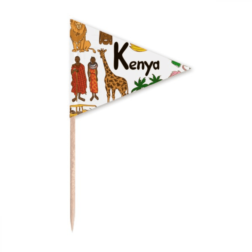 Kenya Landscap Animals National Flag Toothpick Triangle Cupcake Toppers ...