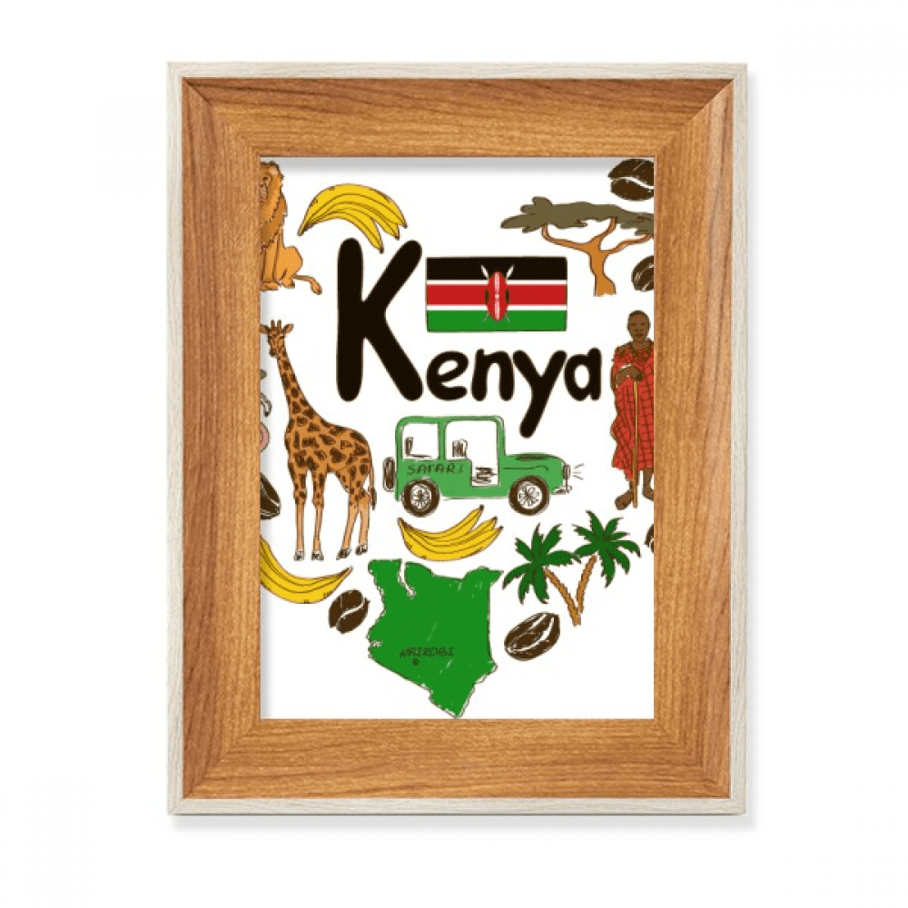Kenya Love Heart Landscap National Flag Desktop Wooden Photo Frame ...