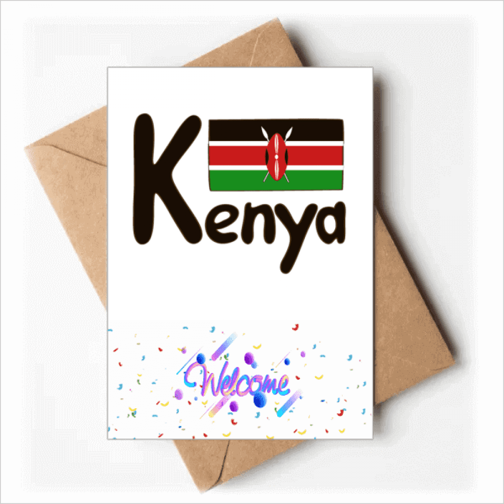 Kenya National Flag Black Pattern Welcome Back Greeting Cards Envelopes ...
