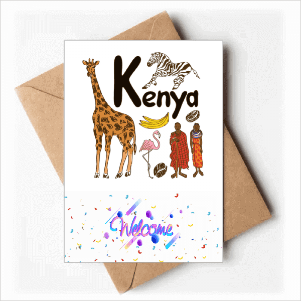Kenya National symbol Landmark Pattern Welcome Back Greeting Cards ...
