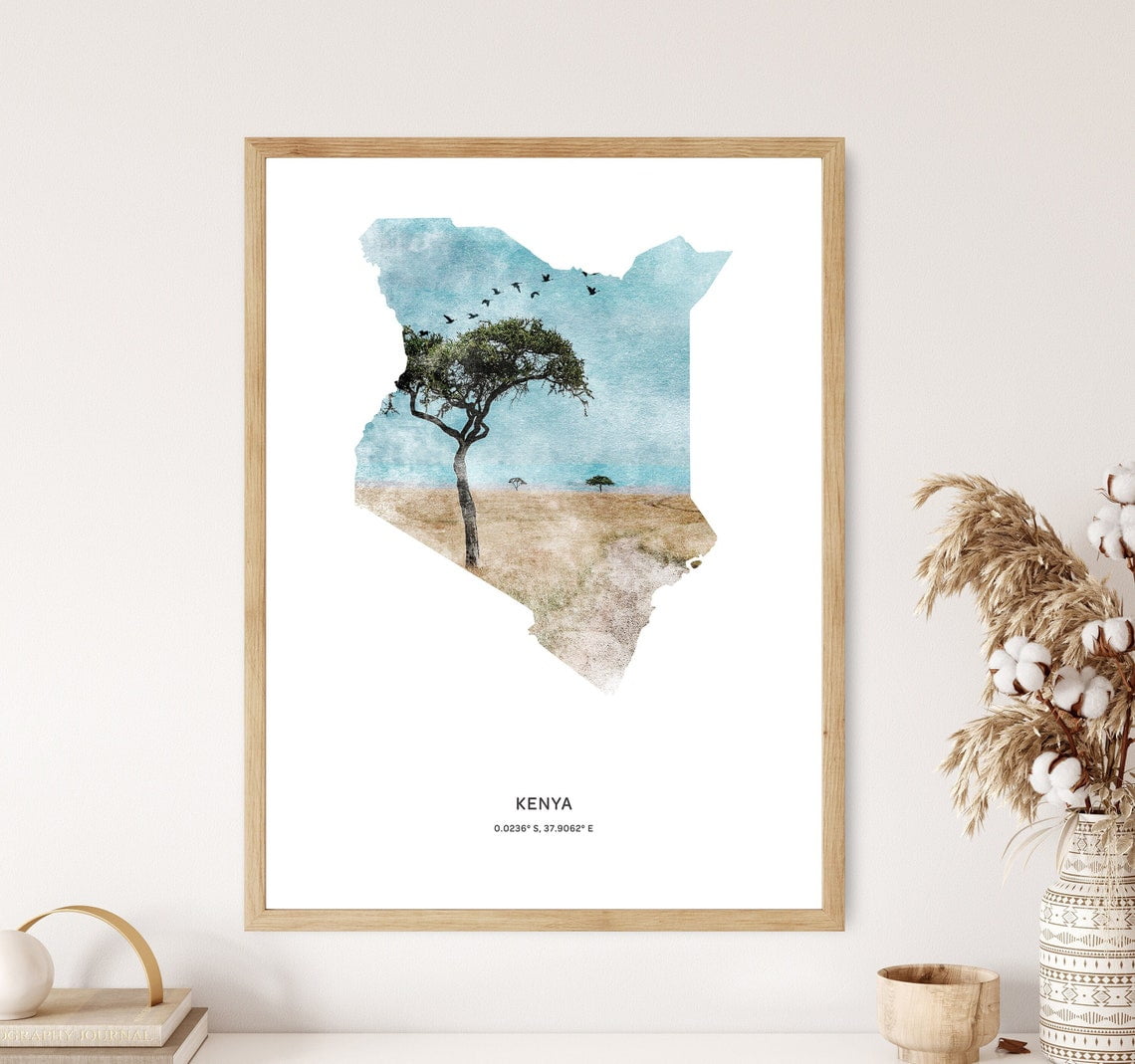 Kenya Print, Kenya Poster, Kenya Map Art, Map Of Kenya UNFRAMED Poster ...