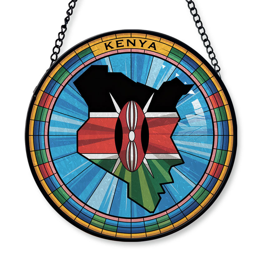 Kenya Travel Decor Suncatcher Stained Glass Window Hanging, Gift for ...