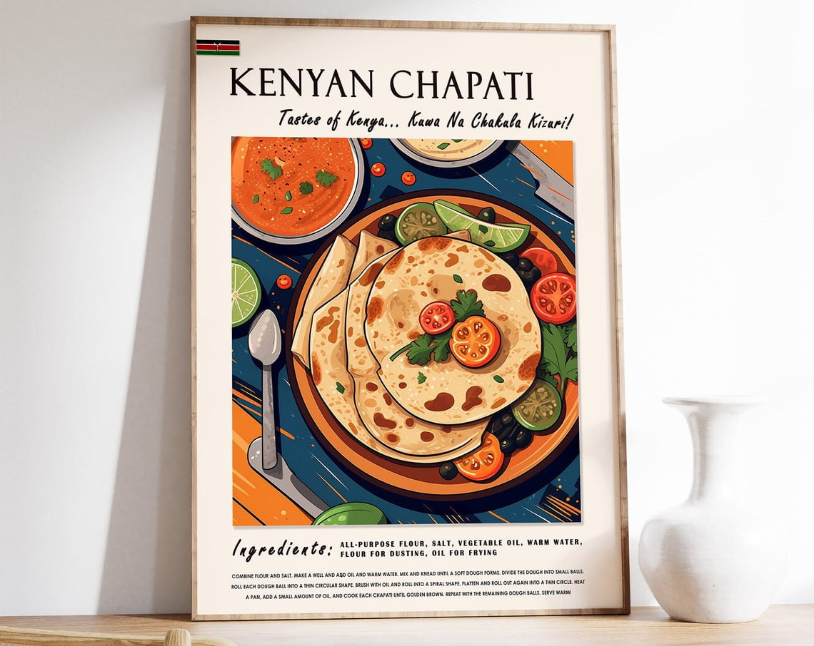 Kenyan Chapati Bread Food Poster, Kenyan Food Print, African Food Art ...