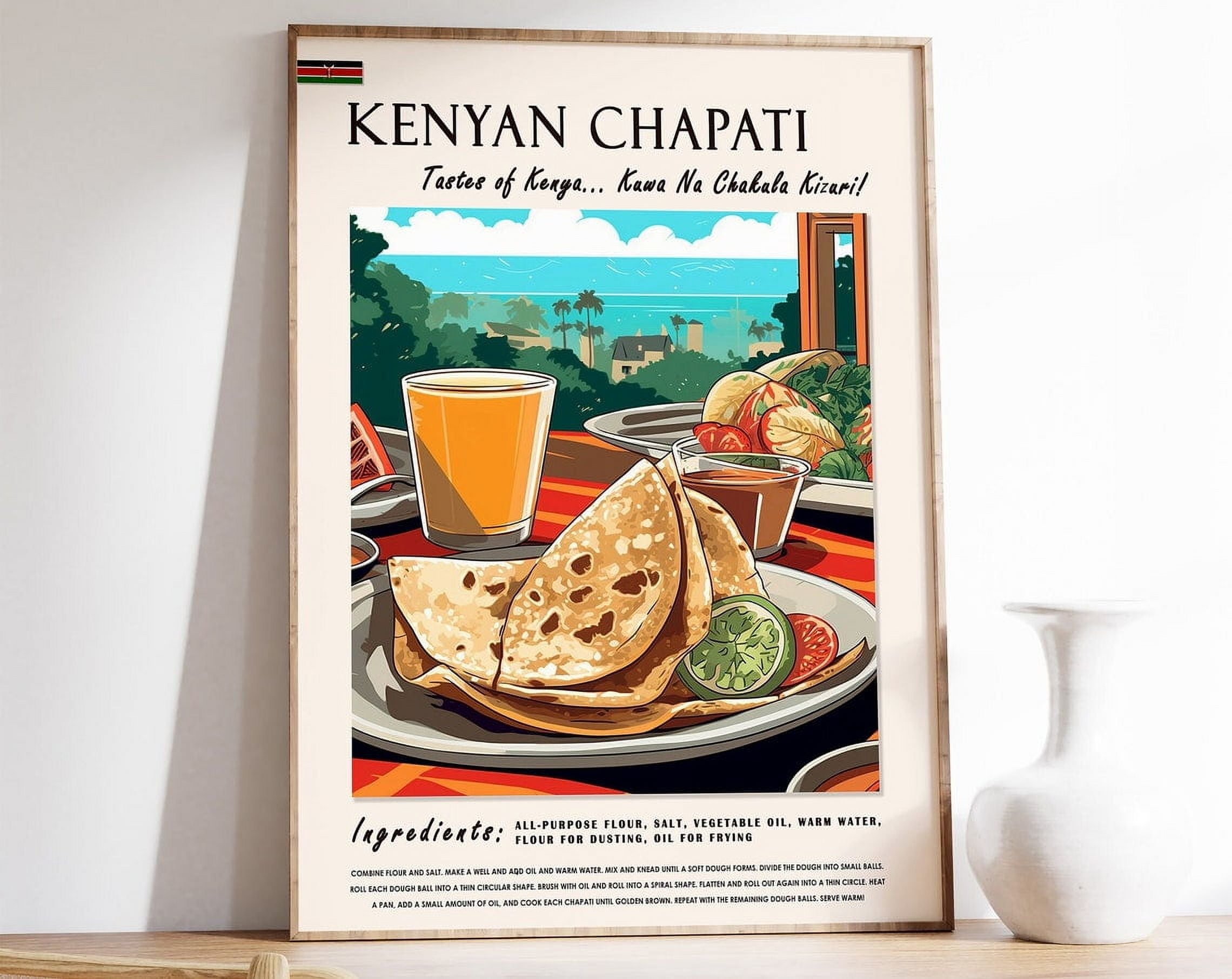 Kenyan Chapati Bread Food Poster, Kenyan Food Print, African Food Art ...