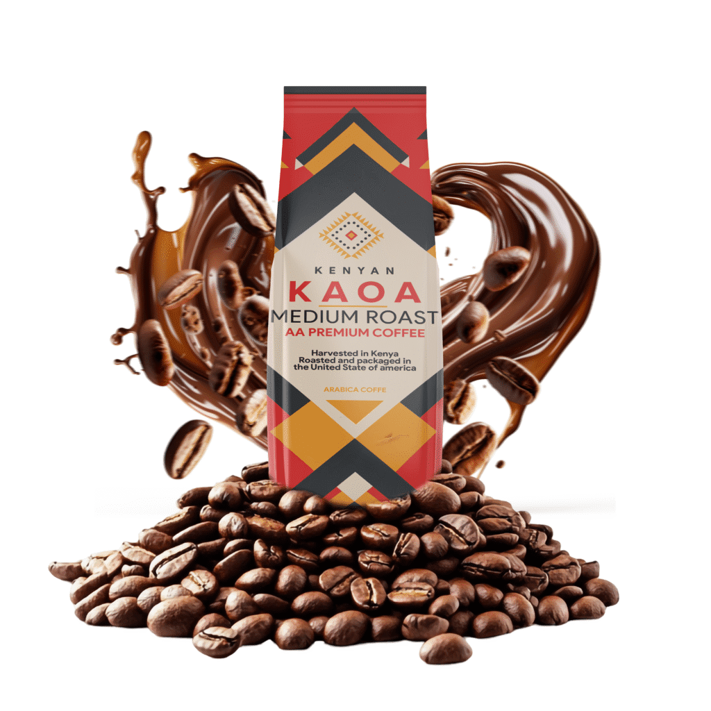 Kaoa Kenyan Coffee, AA Medium Roast Whole Bean Premium High Caffeine ...