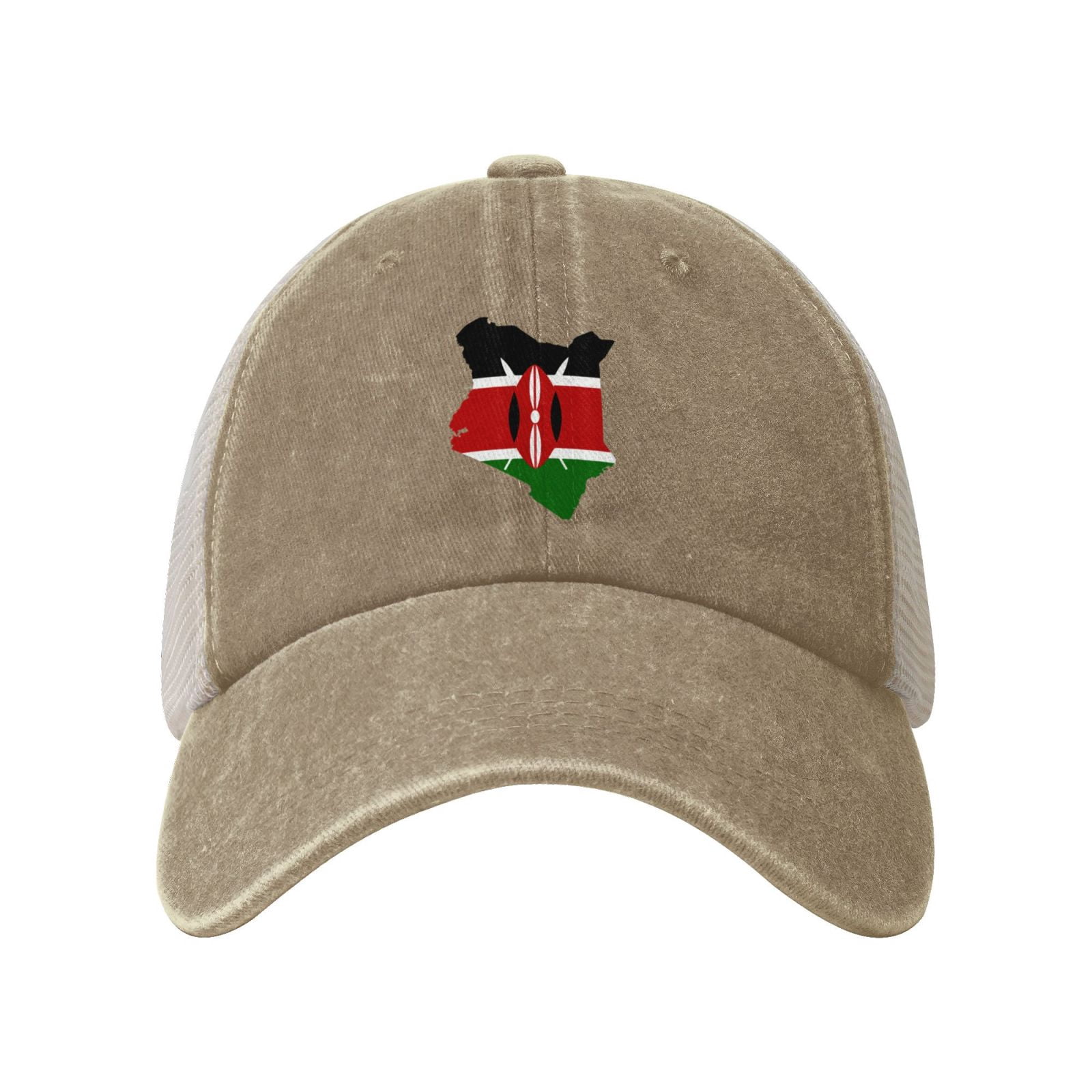 Kenyan Map And Flag Unisex Cowboy Mesh Baseball Cap Adjustable Vintage ...