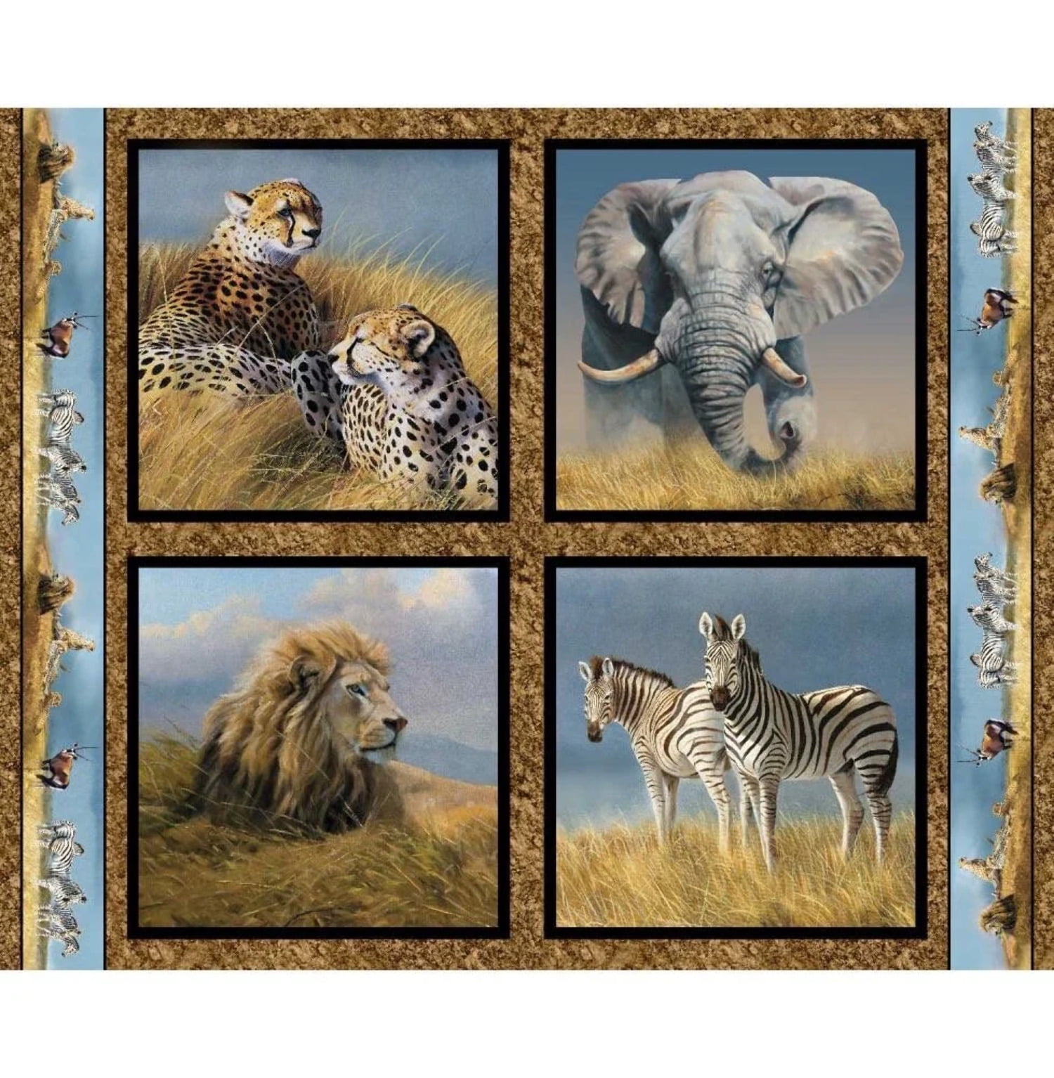 Kenyan Plains Safari Wildlife Pillow Panel Cotton Fabric - Walmart.com