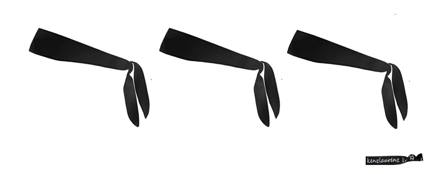 Kenz Laurenz Tie Back Headbands 3 Moisture Wicking Athletic Sports Head ...