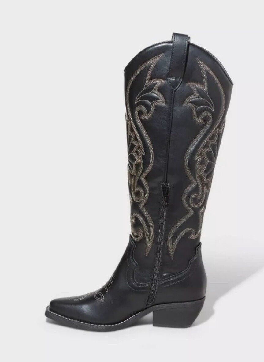 Kenzi Tall Western Boots w/Memory Foam Black Wild Fable - Walmart.com