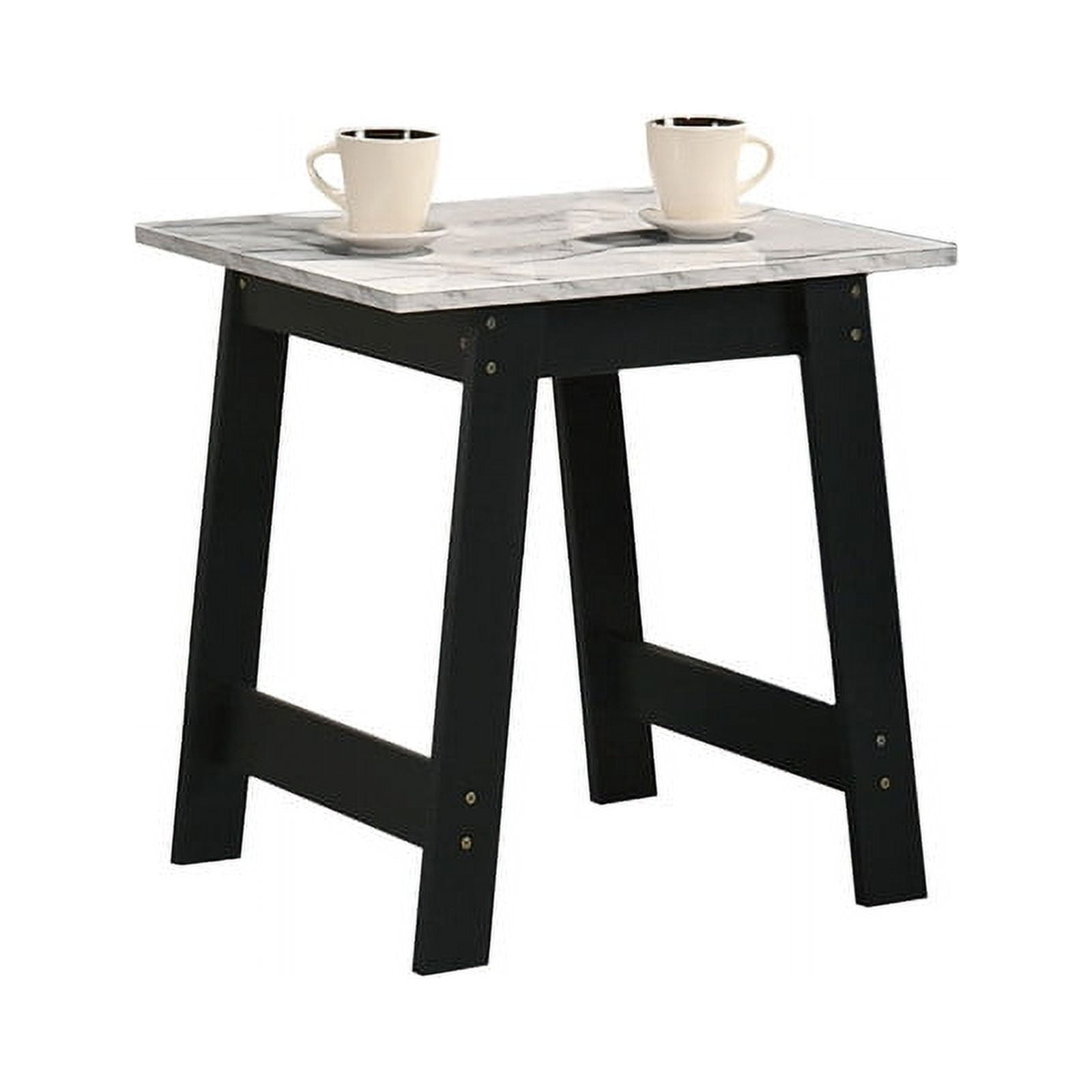 Kenzo Black Wood End Table with Faux Marble Top Finish - Walmart.com