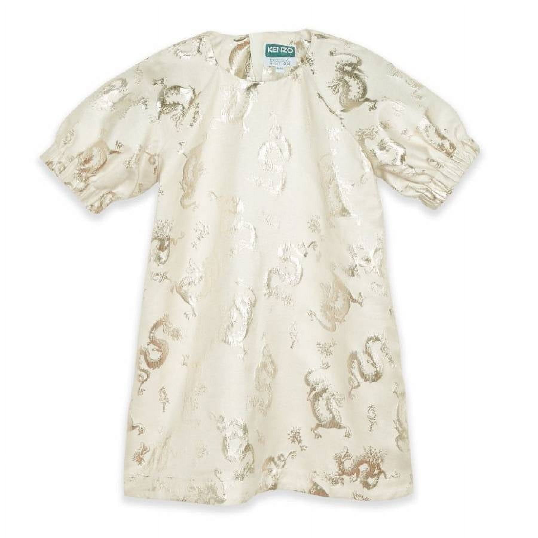 Kenzo Girls Dragon-Pattern Jacquard Puff Sleeve Dress, Size 4Y ...