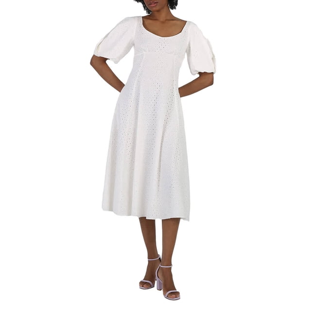 Kenzo Ladies Off White Broderie Anglais Embroidered Midi Dress, Brand ...