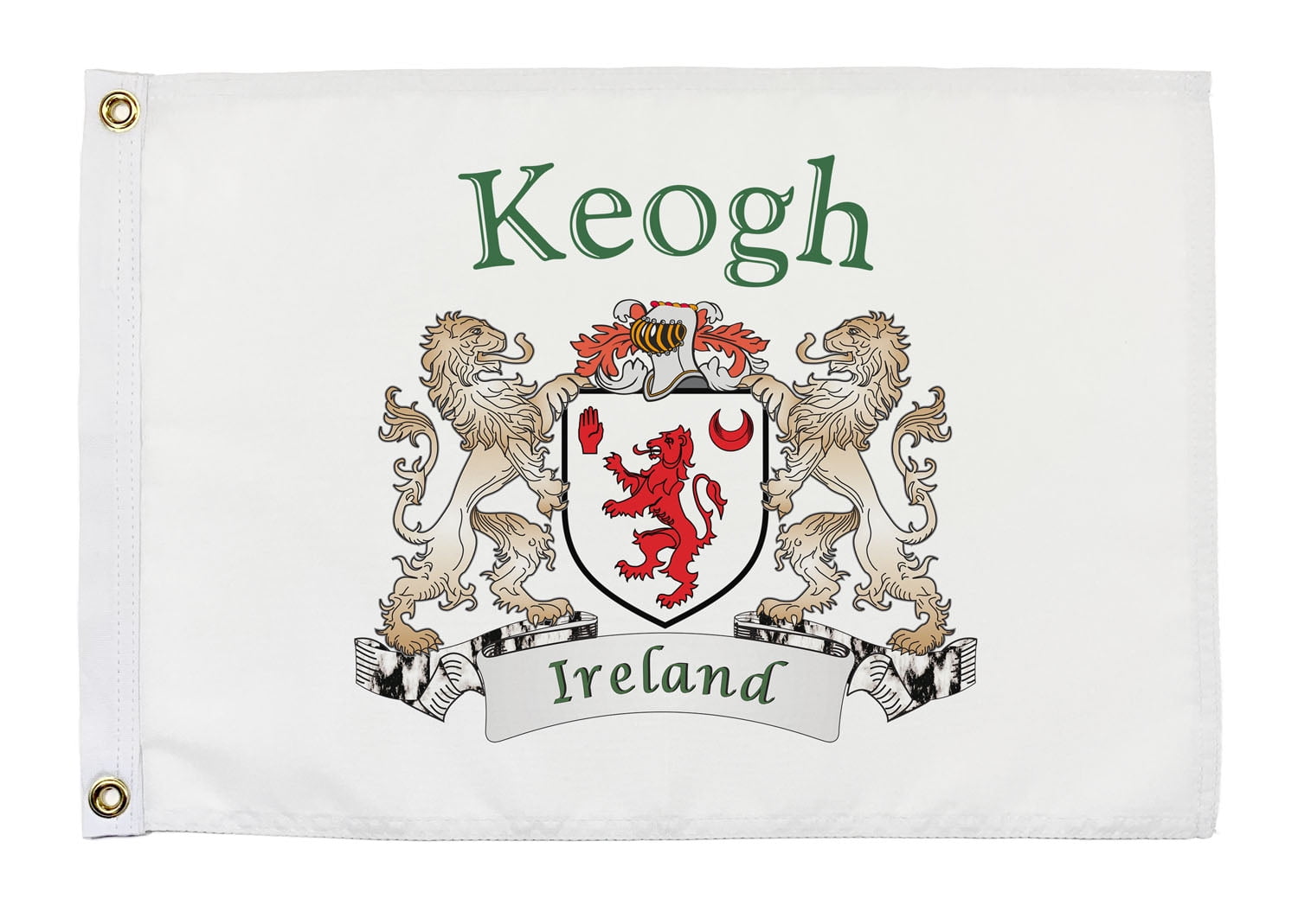 Keogh Irish Coat of Arms Small White Flag - 16"x10.5" inches - Walmart.com