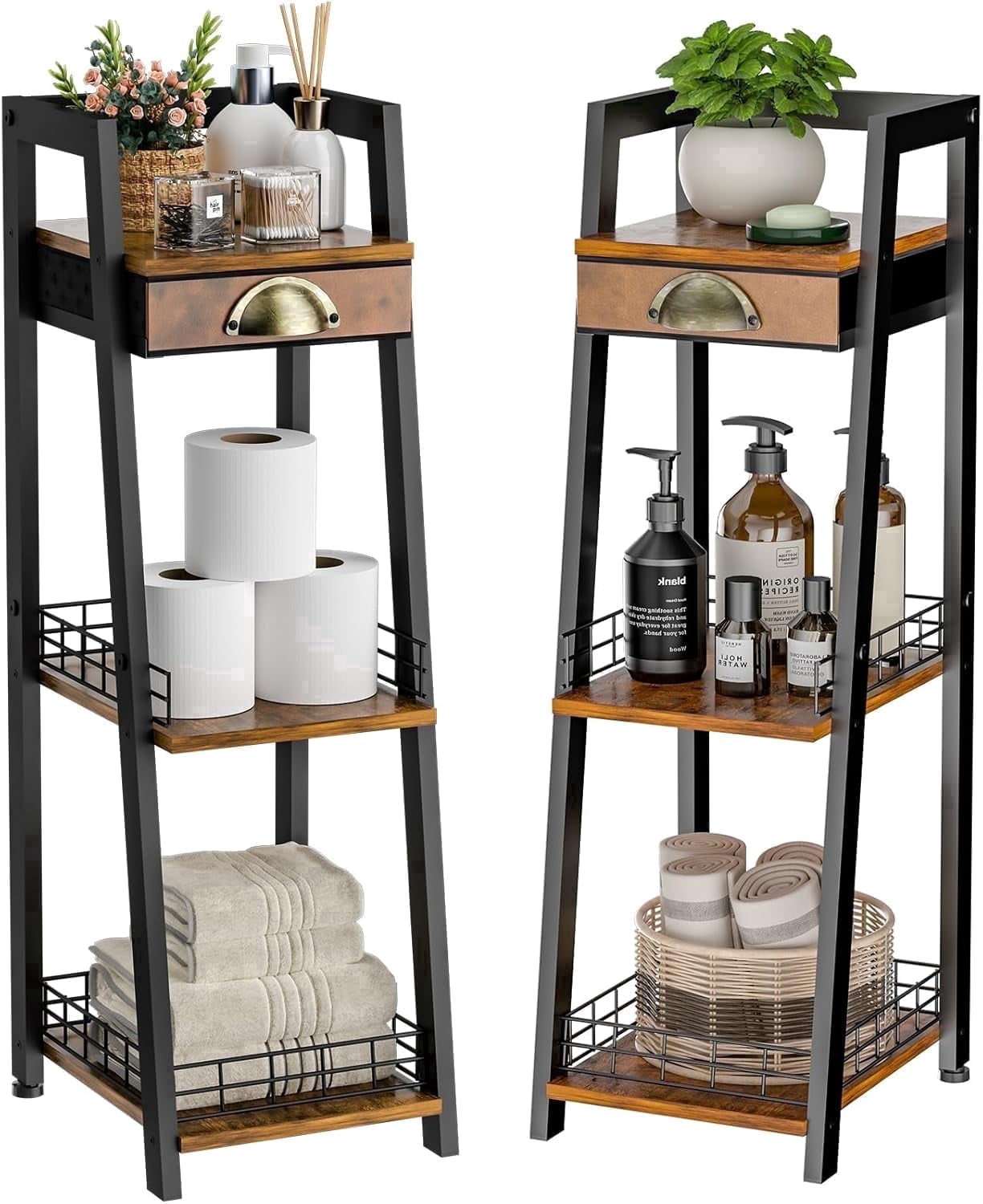 X-COSRACK 3-Tier Narrow Bathroom Storage Cabinet with Drawer ...