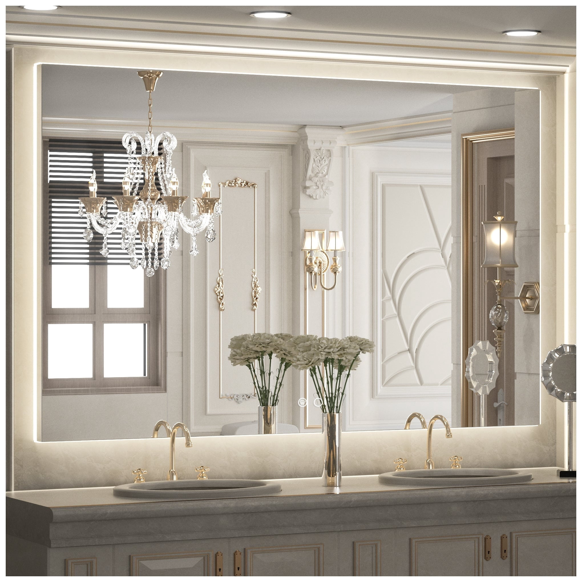 Keonjinn 3 Color LED Backlit Bathroom Vanity Wall Mirror, Anti-Fog ...
