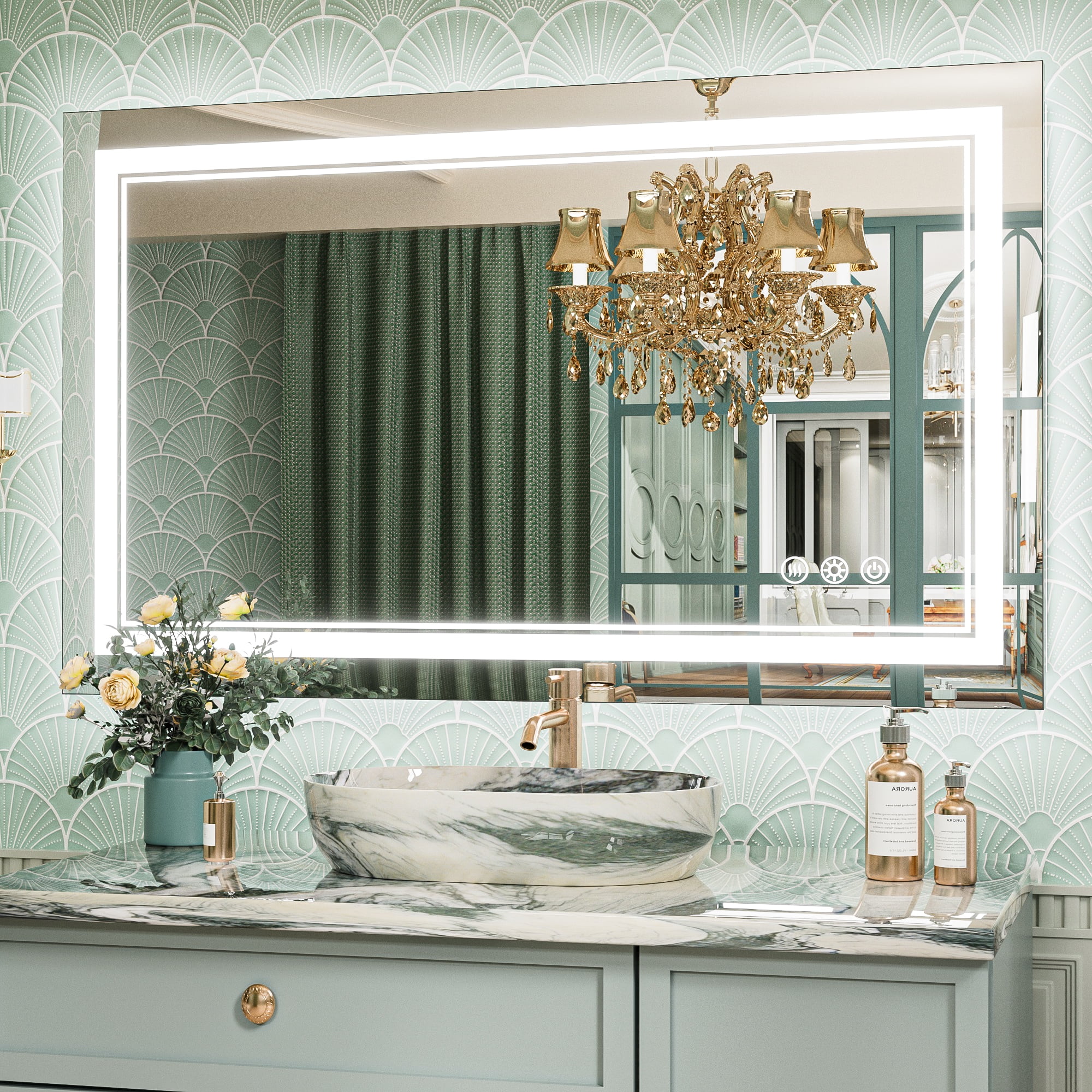 Keonjinn 40x24 inch Bathroom LED Mirror Front Light Backlit Vanity ...