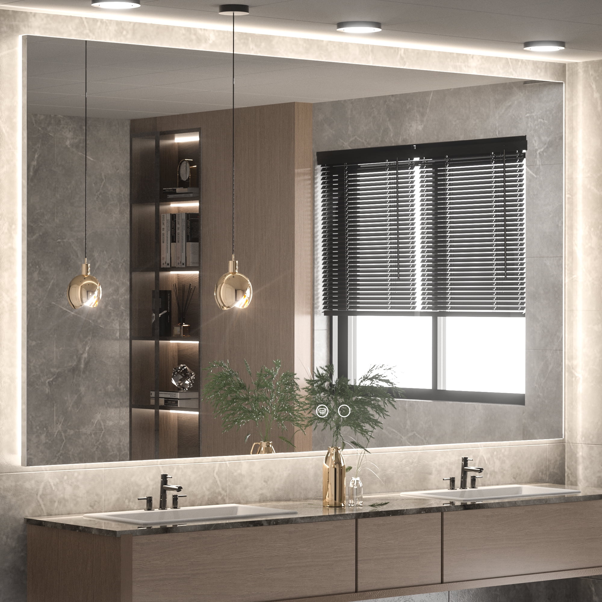 Keonjinn 55 x 36 inch LED Bathroom Mirror with Lights Backlit Mirror 3 ...