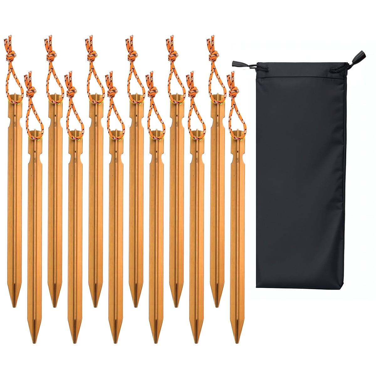 Keovoker 12 Pack Tent Stakes, 7-inch Ultralight Aluminum Ground Pegs ...