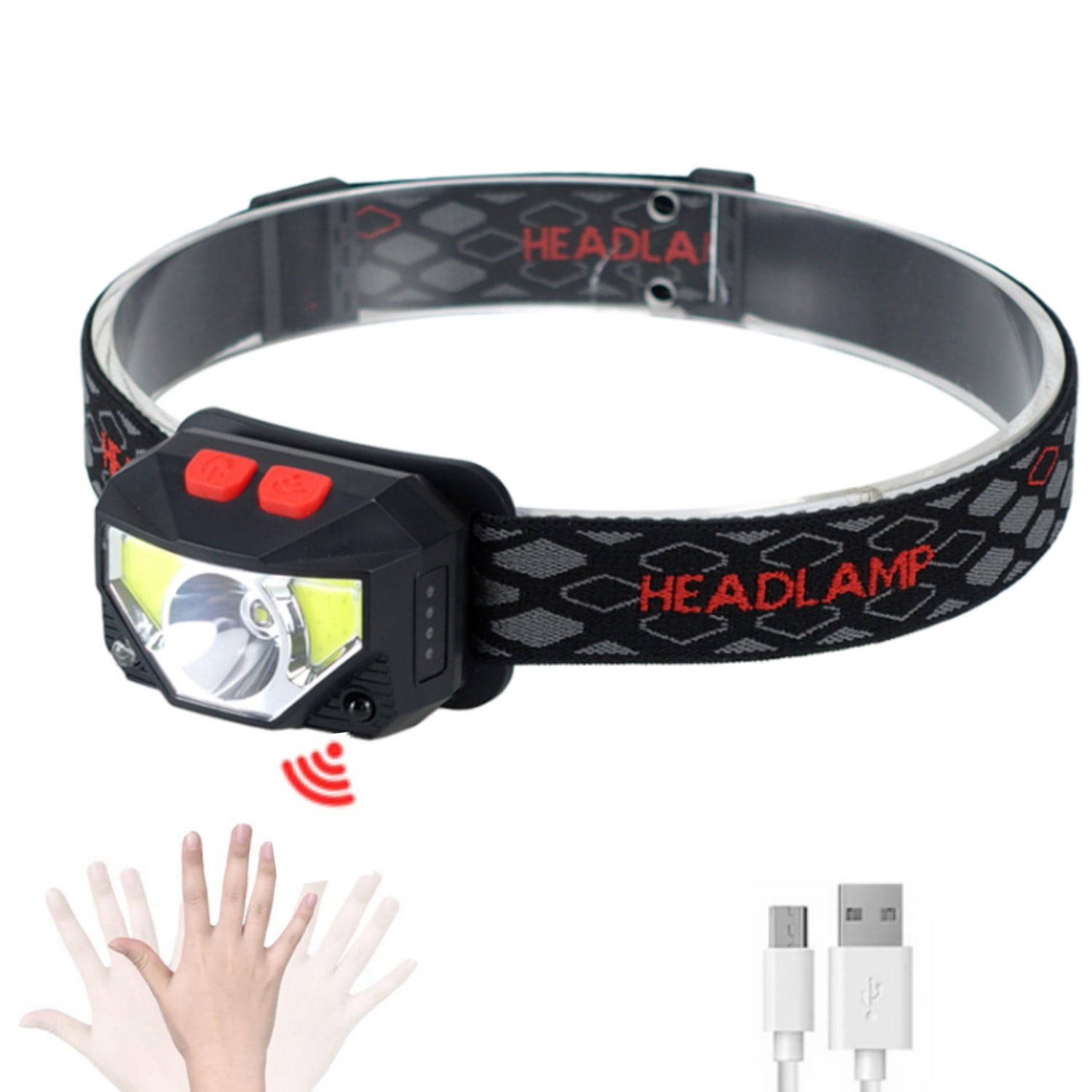 Kepagard LED Headlamp Flashlight Outdoor Sports Hunting Head Light USB ...