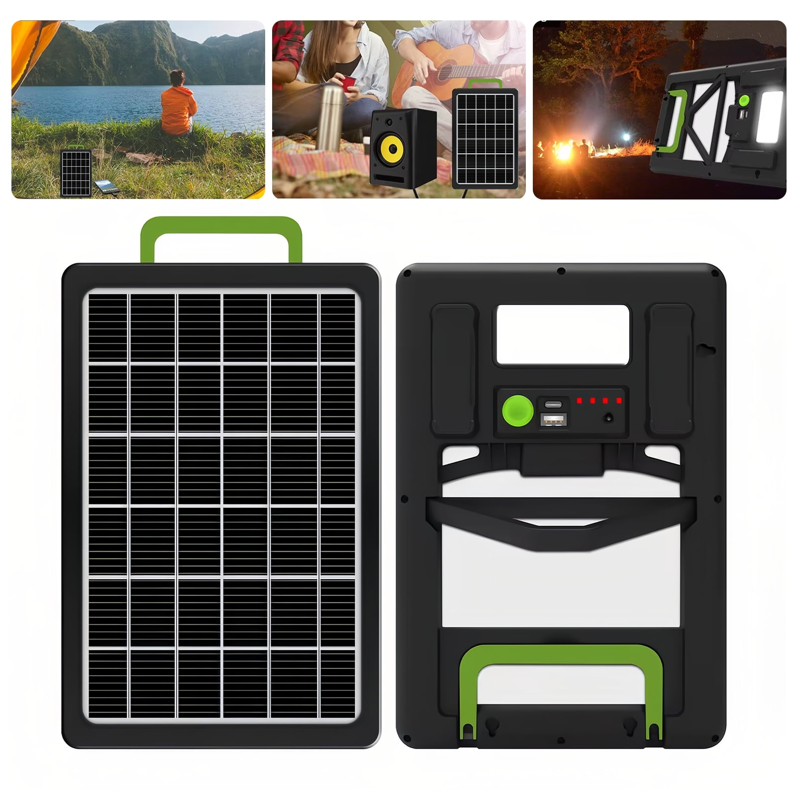Kepeak 15W Foldable Solar Panel with USB-A/USB-C, 1-to-5 Cable, and LED ...