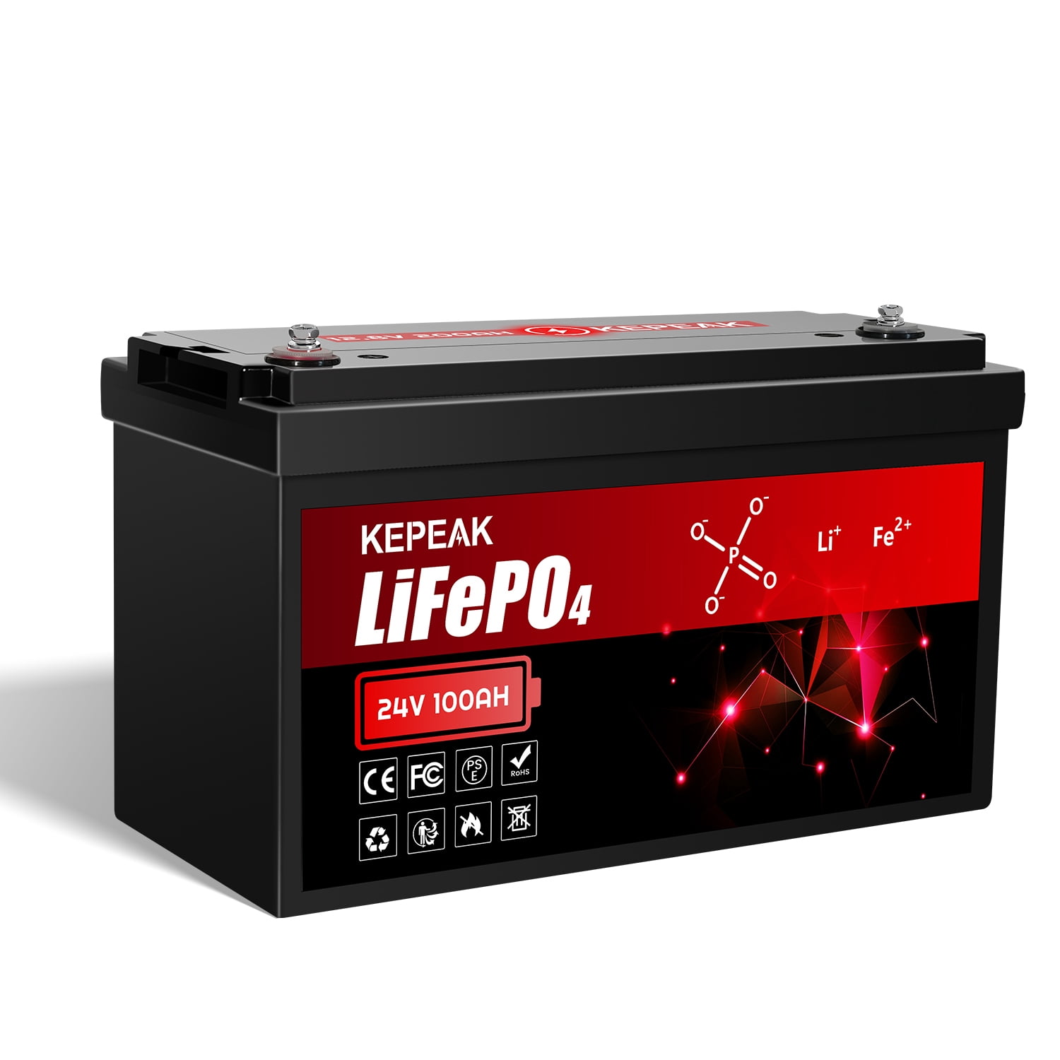 Kepeak 24V 100AH 200A BMS LiFePO4 Battery 15000+ Cycle for Home Storage ...