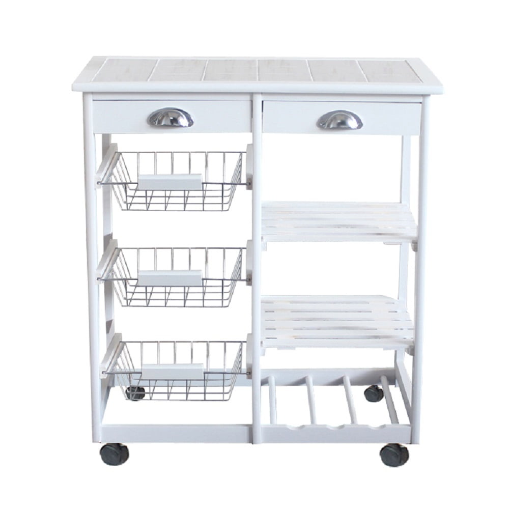 Kepeak Kitchen Island Rolling Cart on Wheels with Storage Drawer,Wine ...