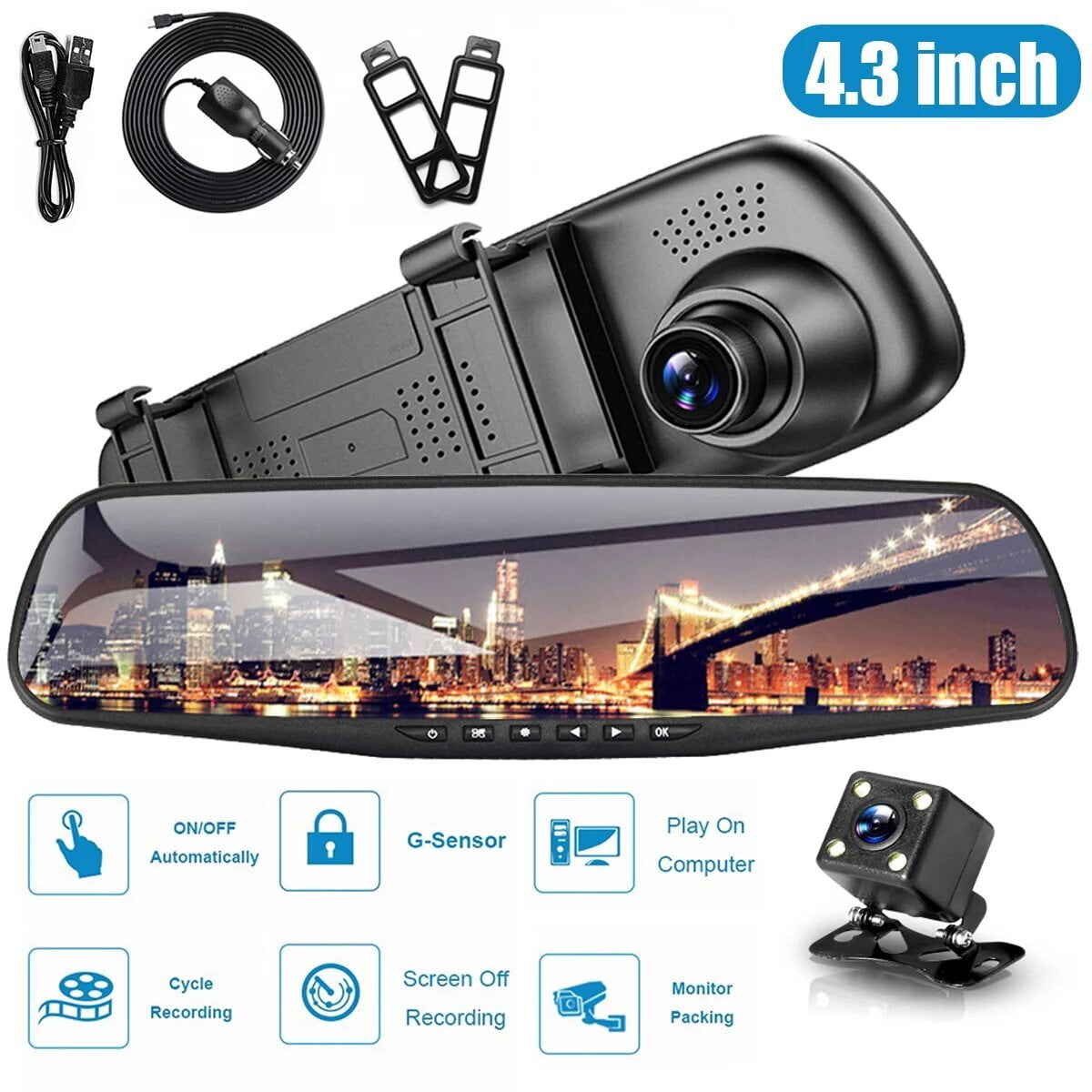 Kepeak Mirror Dash Cam 1080p, Rear View Mirror Camera, Dual Lens ...