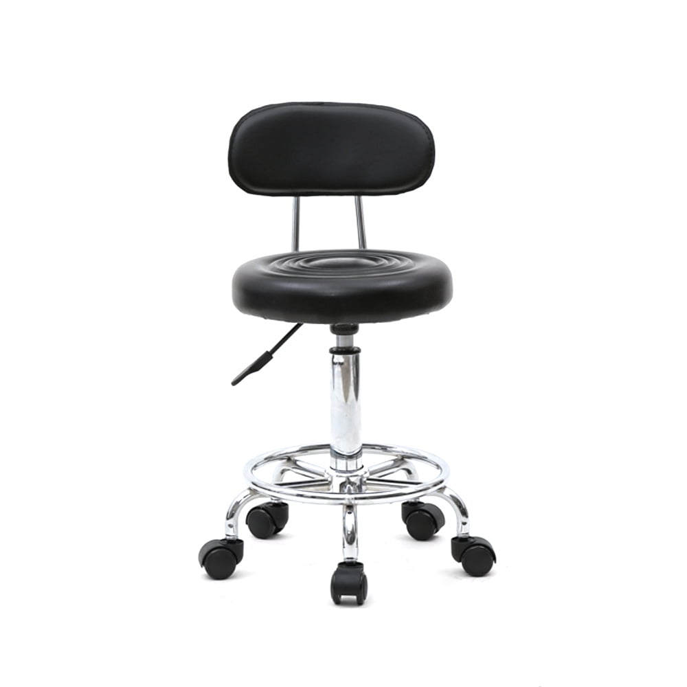 Kepeak PU Leather Rolling Stool with Backrest, Adjustable Swivel Salon ...