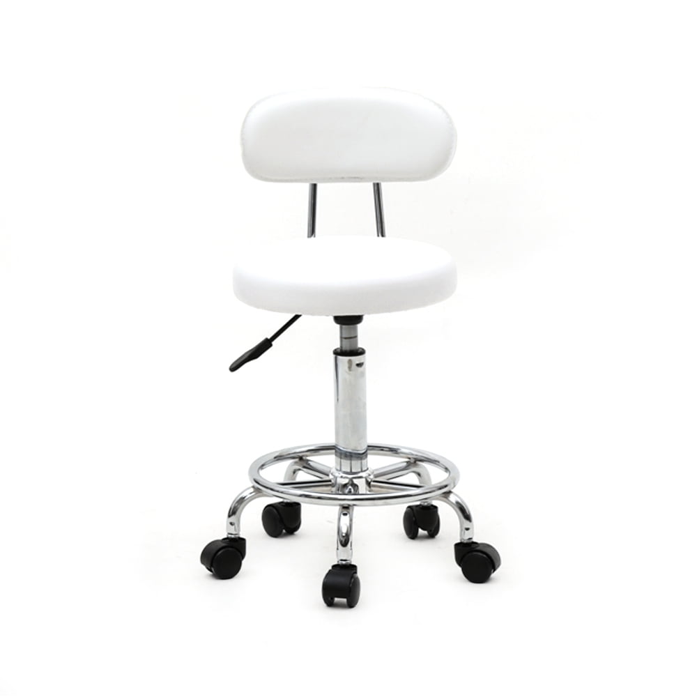Kepeak PU Leather Rolling Stool with Backrest, Adjustable Swivel Salon ...