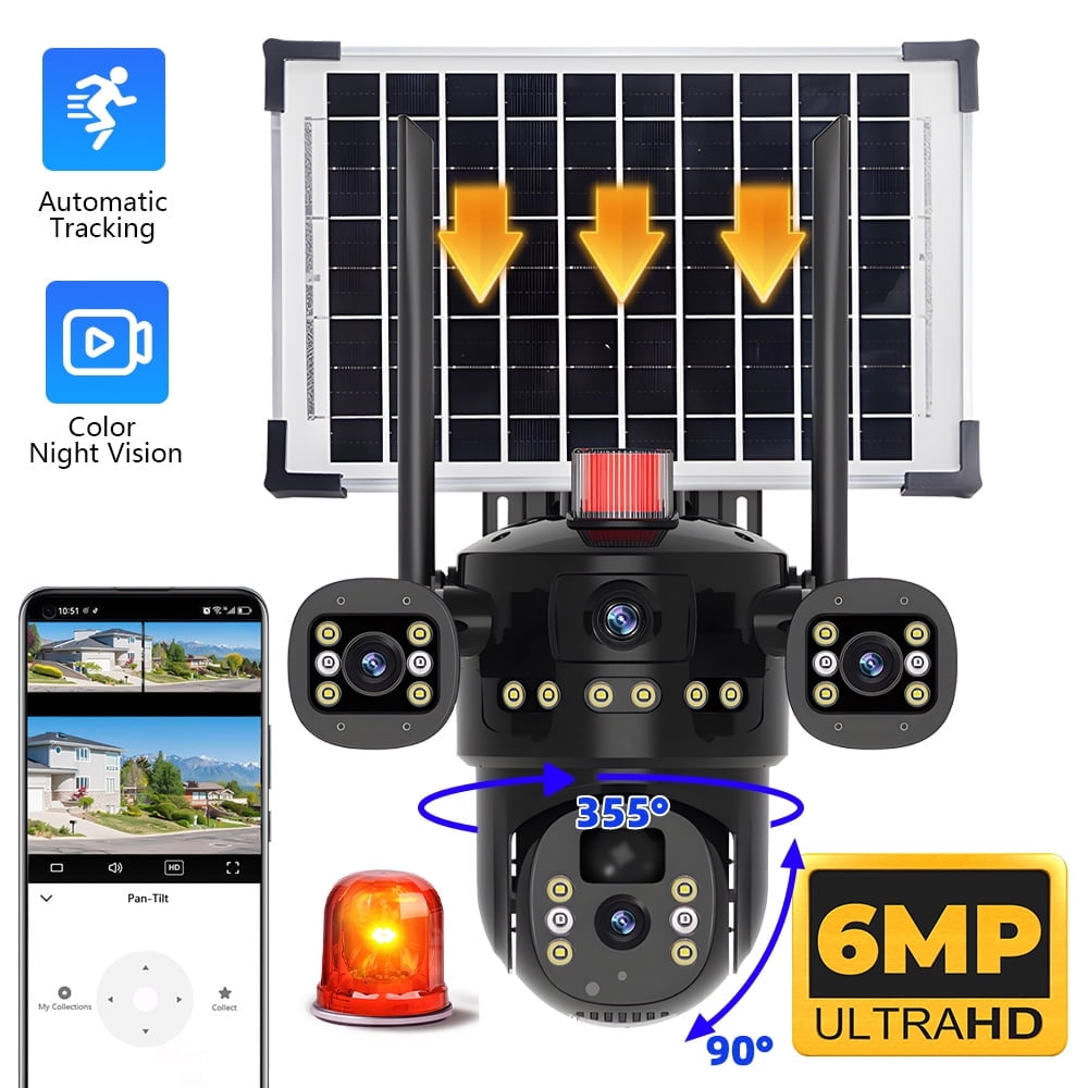 Kepeak Solar Security Camera Outdoor with Dual Lens, 6MP Ultra HD ...