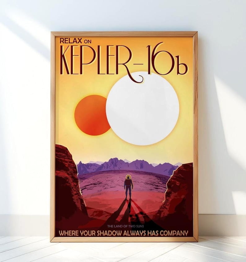 Kepler 16 | Retro Futuristic NASA Poster | Surreal Sci-Fi | Cosmic ...