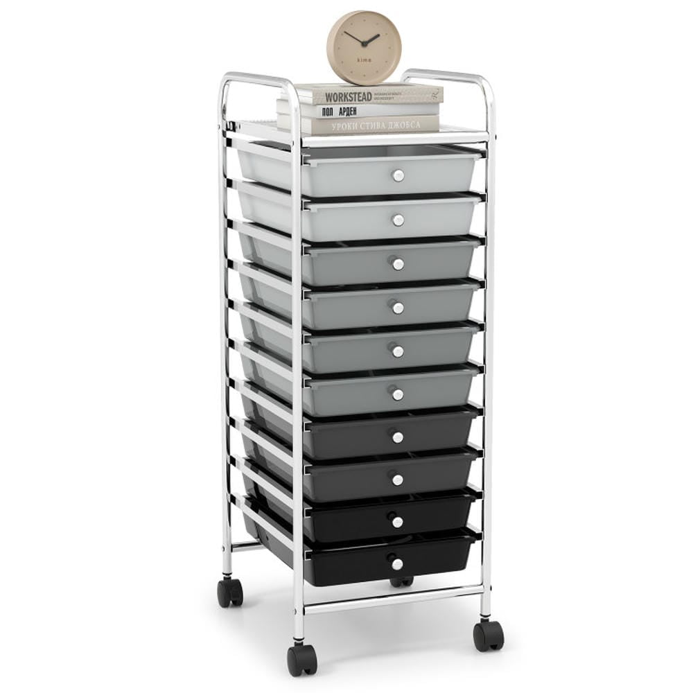 Kepooman 10 Drawer Storage Cart, Mobile Shelving Unit, Rolling Storage ...