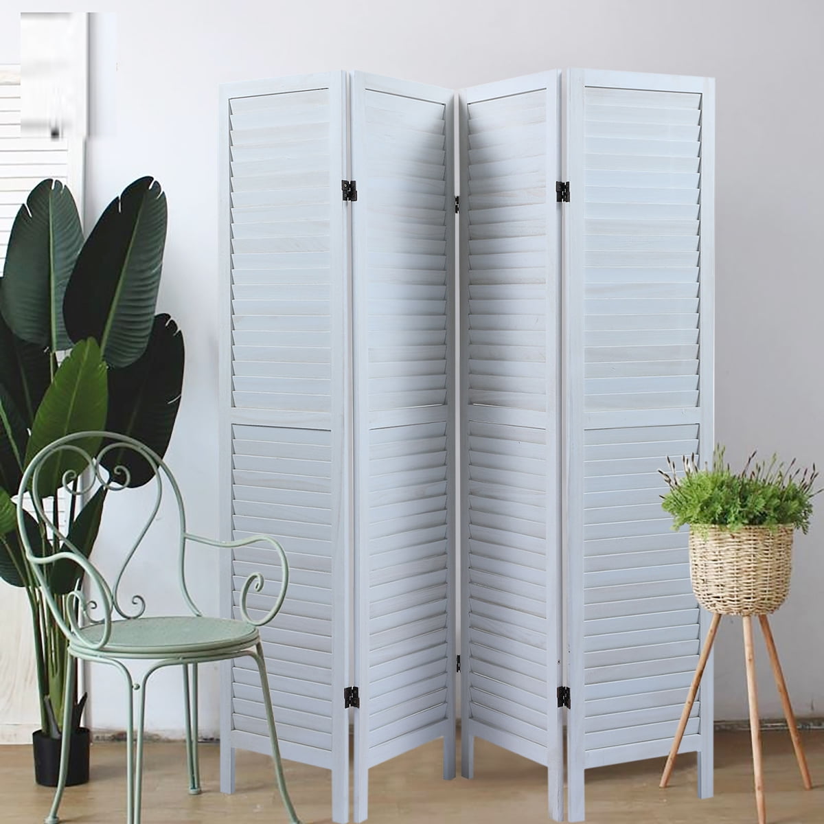 Kepooman 4 Panel Folding Privacy Screen in White Barbados | Ubuy