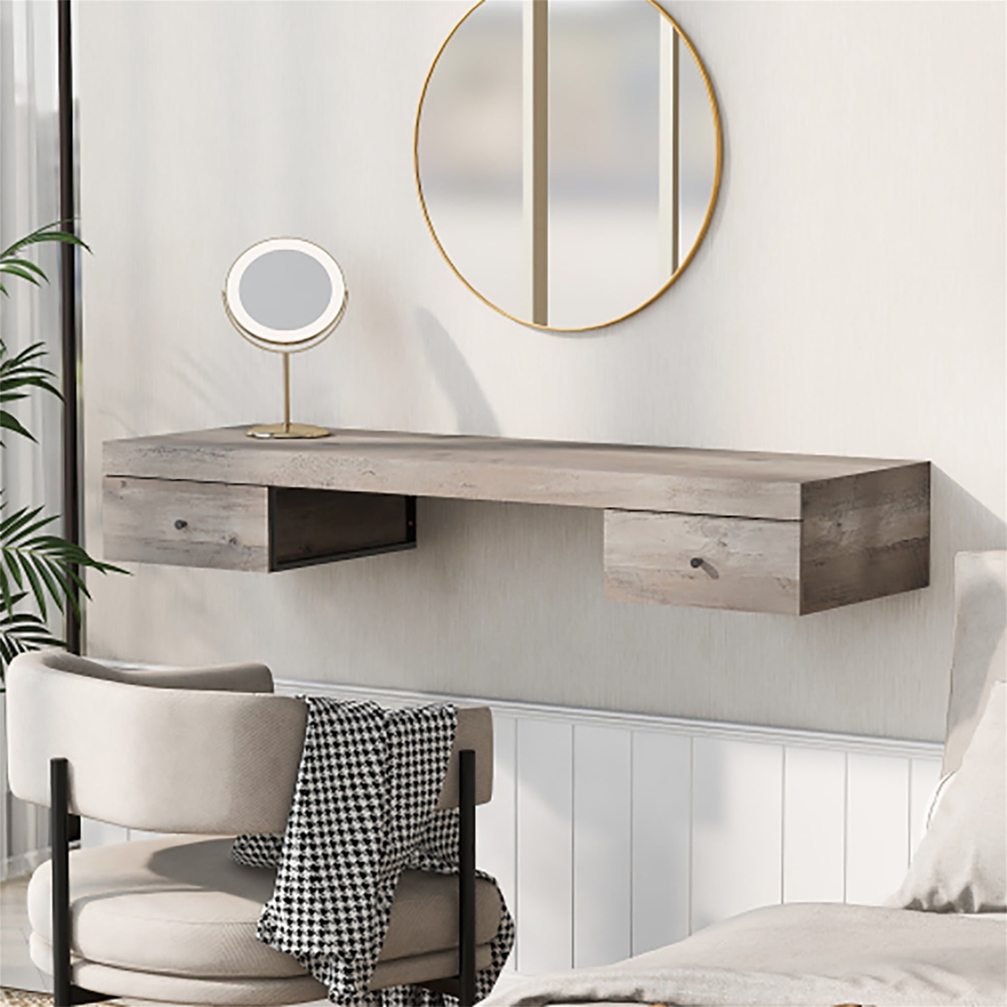 Kepooman 47.2" Wall-mounted Vanity Desk, Floating Vanity Shelf with ...