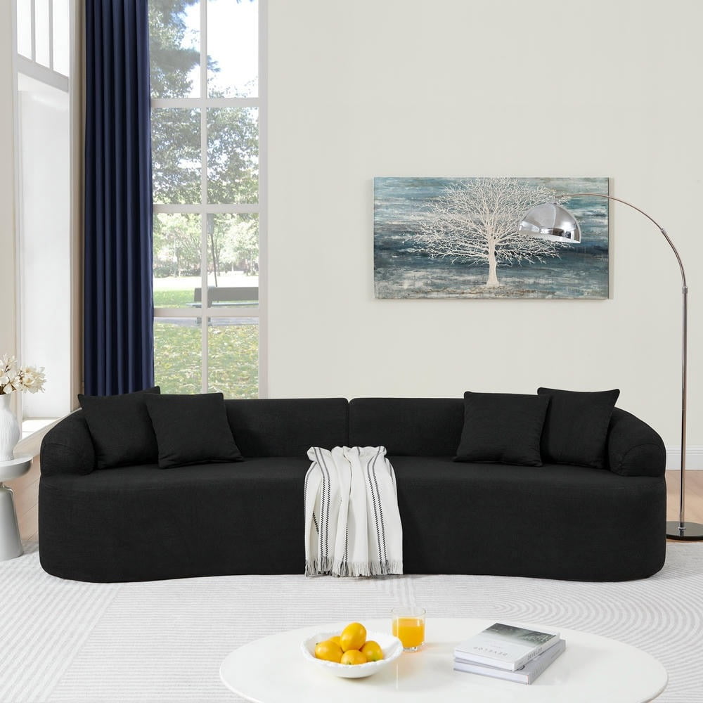 Kepooman Compressed Seating Sofa with Lamb's Wool Fabric and Modern ...
