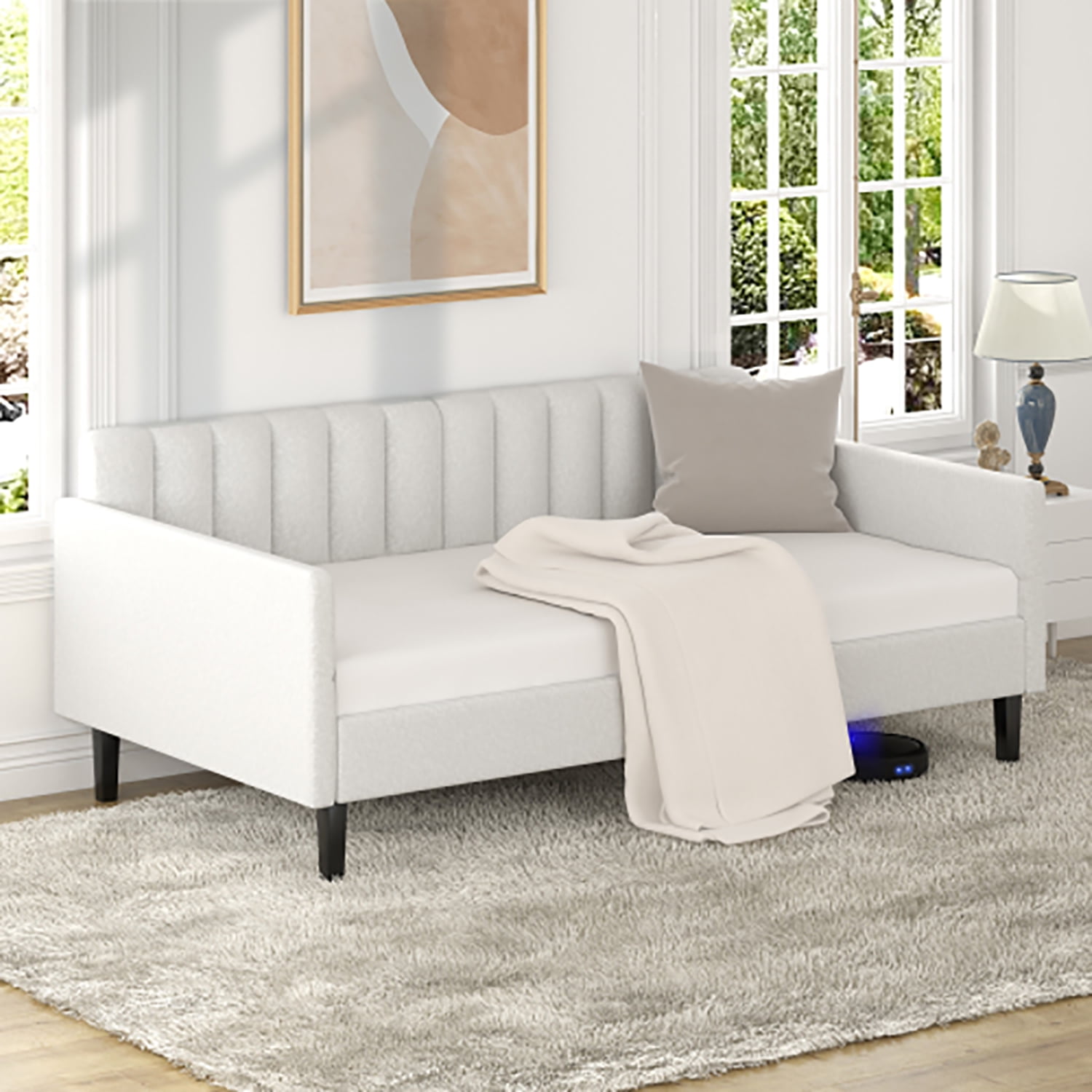 Kepooman Double function sofa-bed, Twin Size Boucle Upholstered Daybed ...
