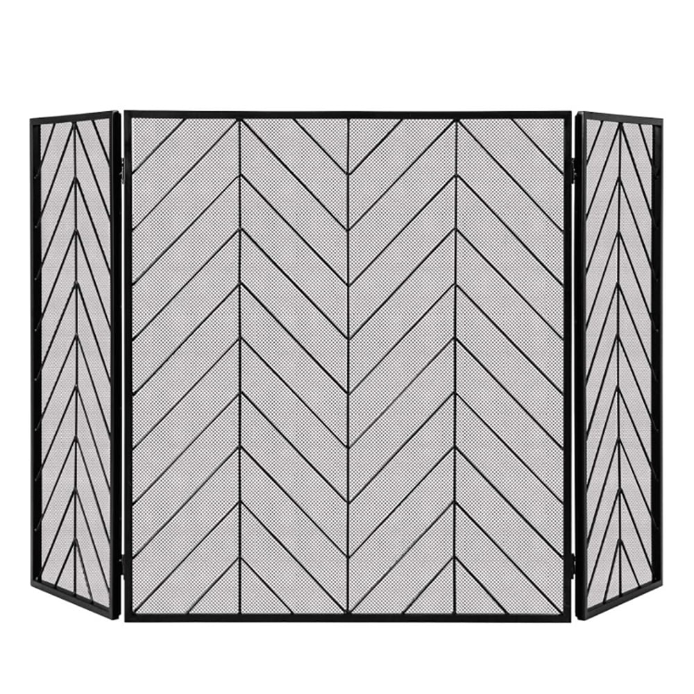 Kepooman Fireplace Screen, Fireplace Spark Guard Screen,3-Panel Metal ...