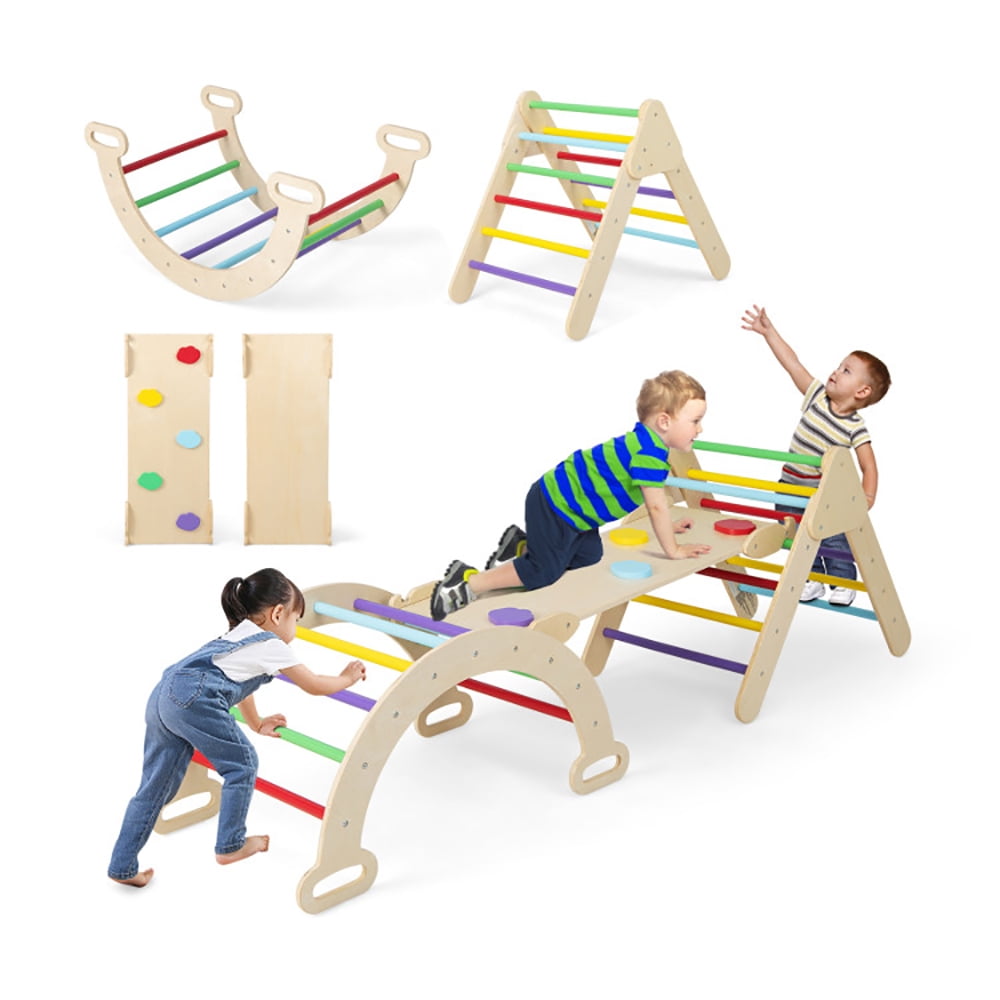 Kepooman Indoor Playground, Jungle Gym, 5 in 1 Kids Wooden Montessori ...