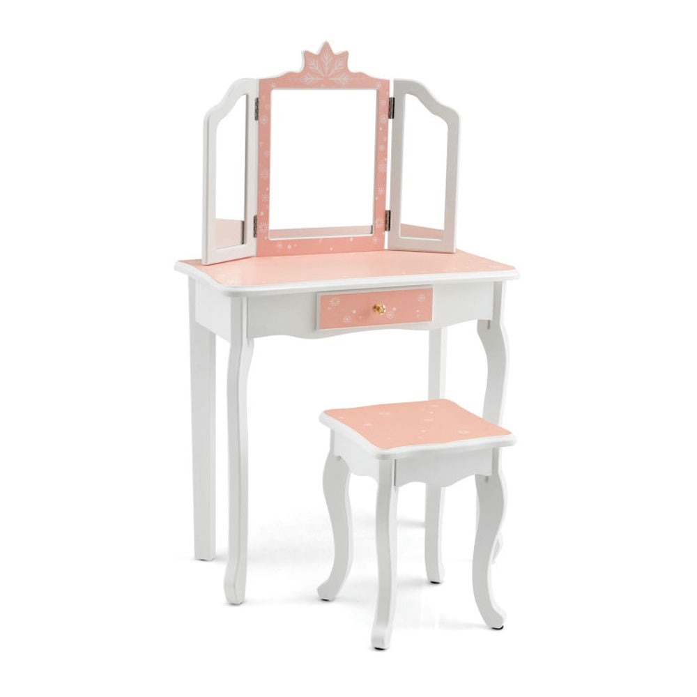 Kepooman Kids Vanity Set, Makeup Vanity Table Chair Set, Princess ...