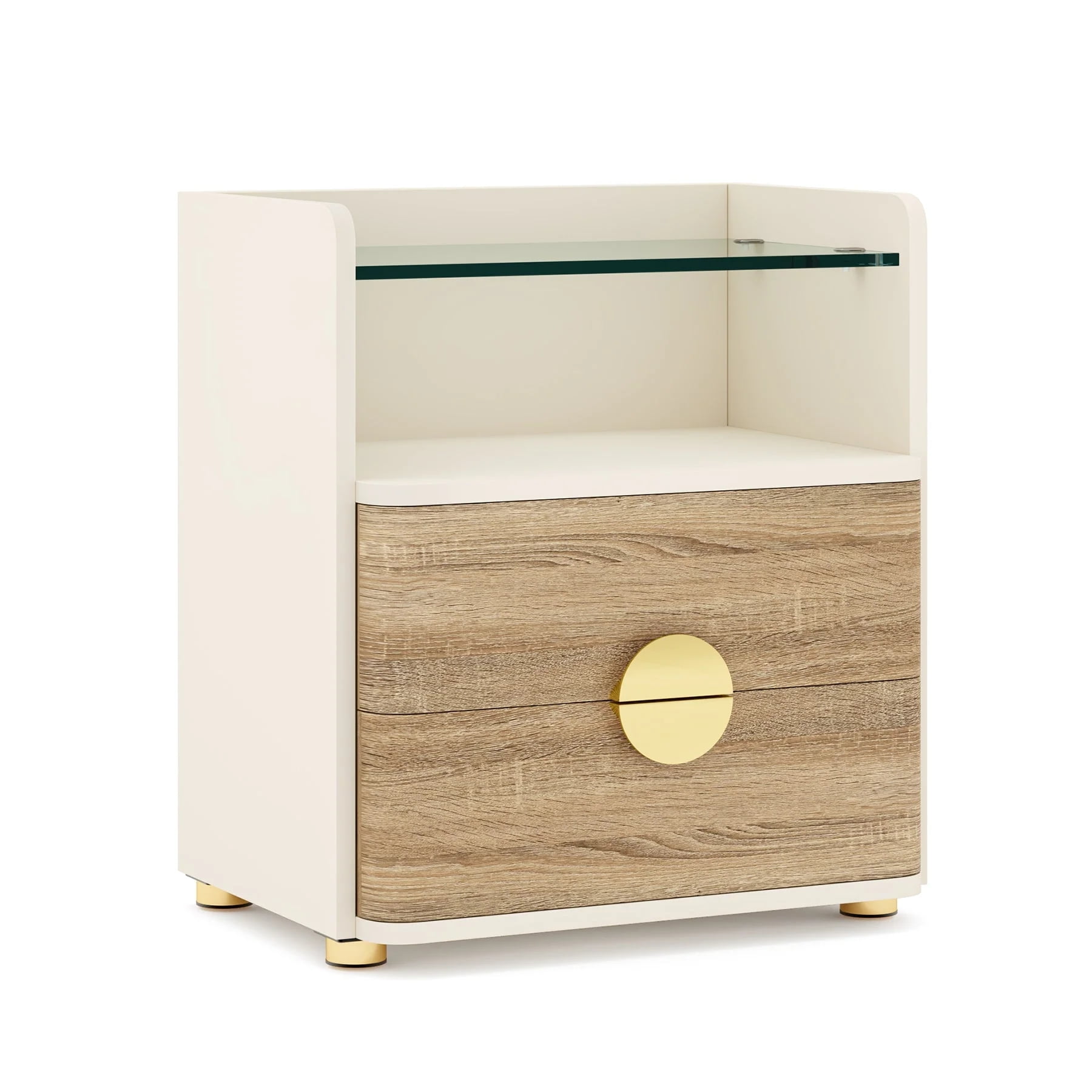 Kepooman Nightstand, Side Table with Drawers, End Table with Open Shelf ...