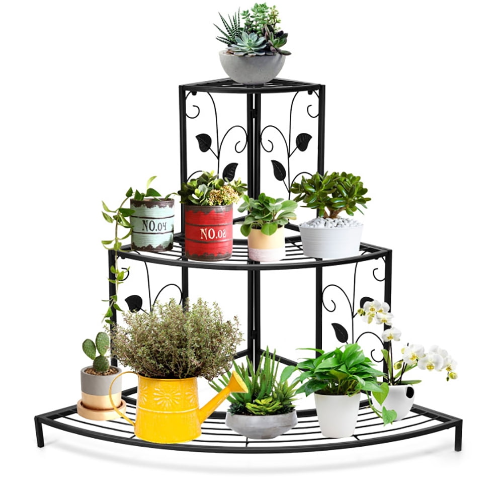 Kepooman Plant Stand, Indoor Plant Shelf, 3 Tier Floral Corner Metal ...