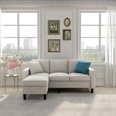 Puremind 84" Sectional Sofa Couch, L-Shaped Upholstered Sofa Couch with ...