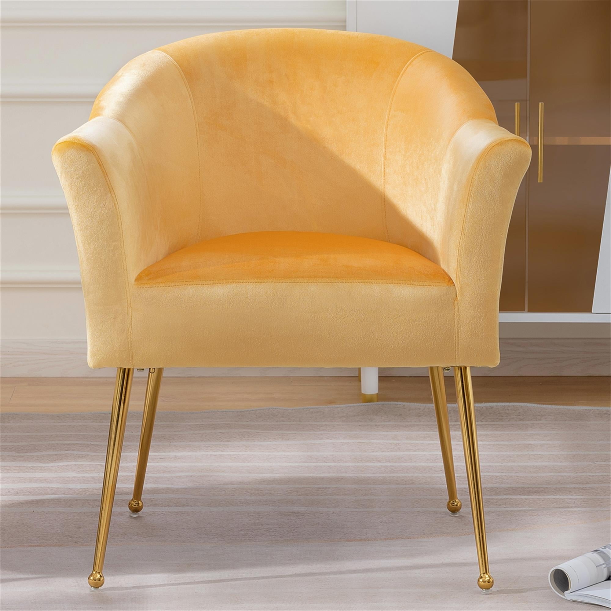 Kepooman Yellow Polyester Armchair, Modern Single Sofa Chairs with Gold ... Kepooman Yellow Polyester Armchair, Modern Single Sofa Chairs with Gold ...