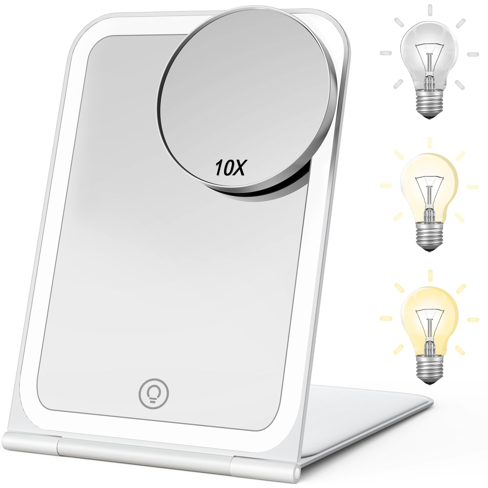 KerMiCi Lighted Travel Makeup Mirror, Portable Travel Mirror 10X ...