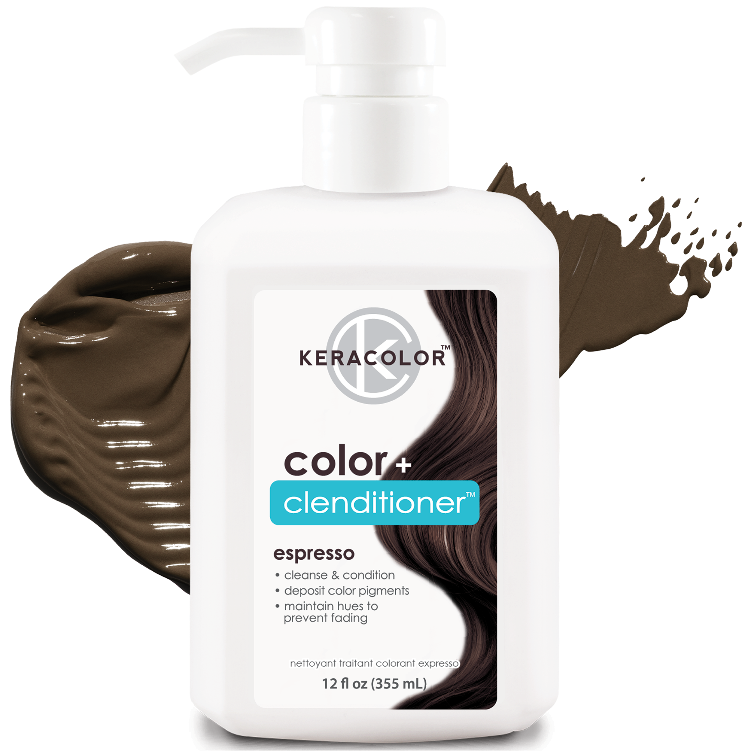 Keracolor Semi Permanent Hair Dye 3 in 1 Clenditioner, Espresso, 12 fl ...
